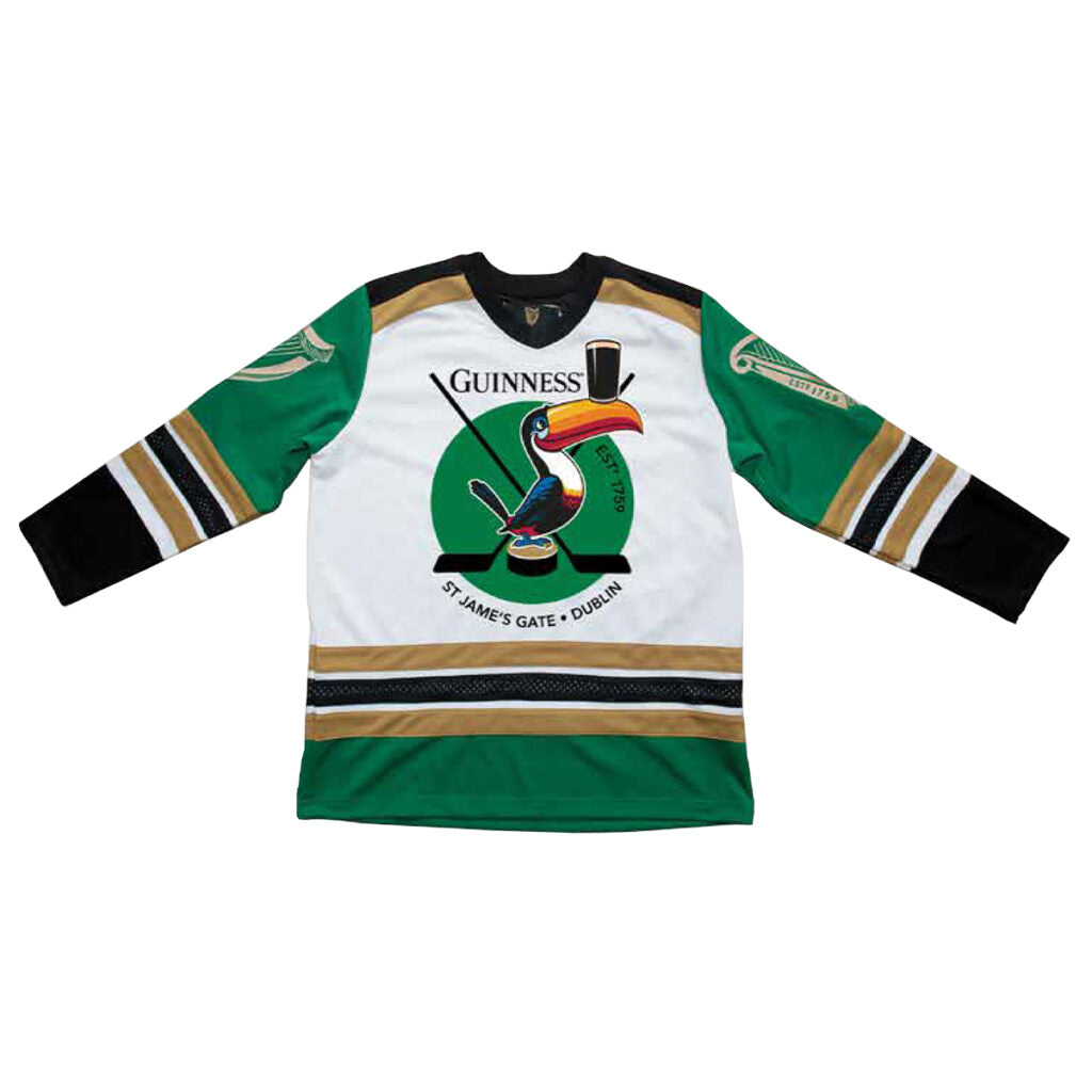 Buy Guinness Toucan White & Green Hockey Jersey at SoccerCards.ca!